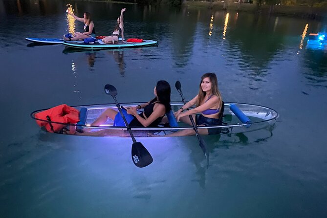Date Night LED Glow Clear Kayak or Clear Paddleboard & Champagne