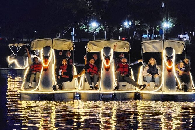 Illuminated Swan Boat Night Ride on Rainbow Lagoon