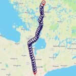 Smartphone Audio Driving Tour between Huntsville & Toronto - Route and Key Stops Breakdown