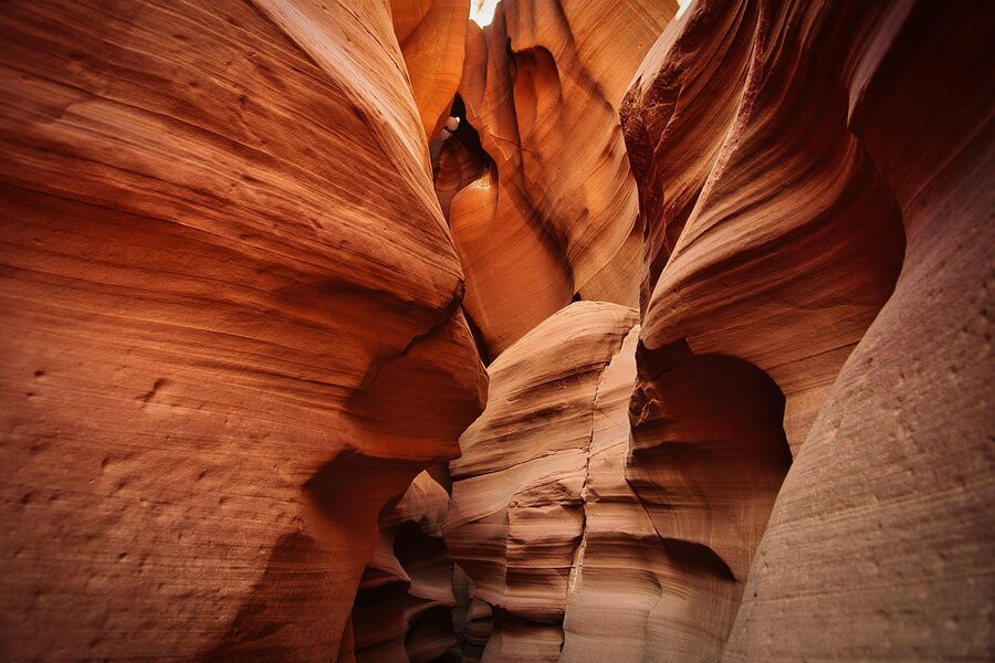 Canyon light hitting rock walls in Antelope Canyon Page Arizona