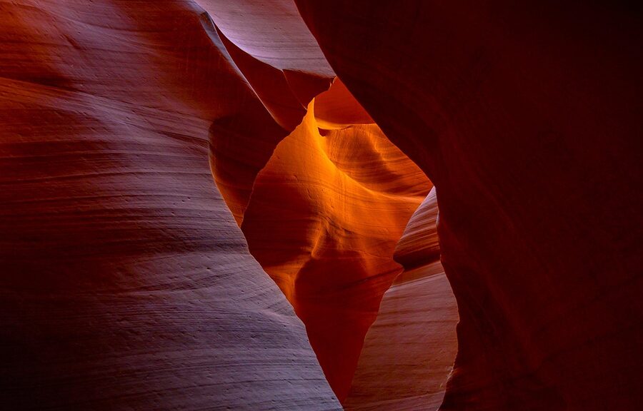 Canyon sandstone geology and light in Antelope Canyon Arizona