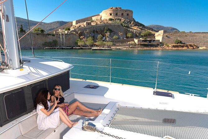 Ag. Nikolaos Catamaran to Spinalonga - Gourmet Meal & Water Toys - The First Stop: Spinalonga Island