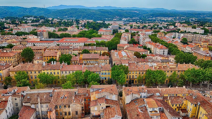Aerial view of cours Mirabeau in Aix-en-Provence