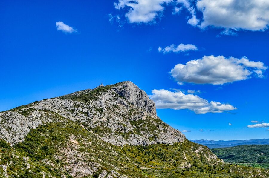 Mont Sainte-Victoire mountain peak from near Aix-en-Provence