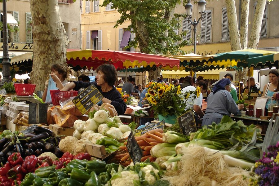 Place Richelme produce market in Aix-en-Provence