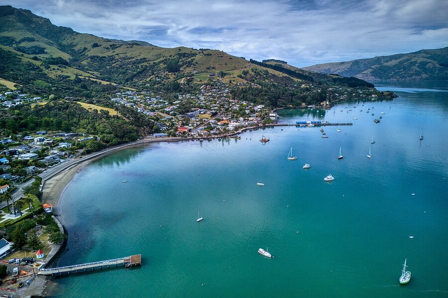 The French-influenced village of Akaroa with painted shopfronts