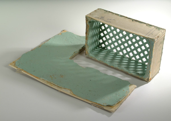 FBI evidence photo of the false grille cover used in the 1962 Alcatraz escape