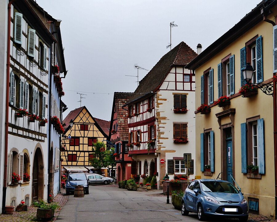 Eguisheim old town half-timbered houses Alsace