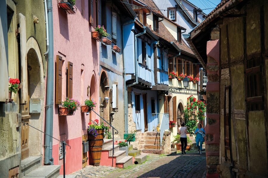 Riquewihr old houses with colourful facades Alsace