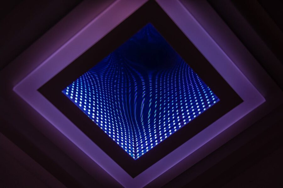 LED infinity mirror with colorful lights abstract