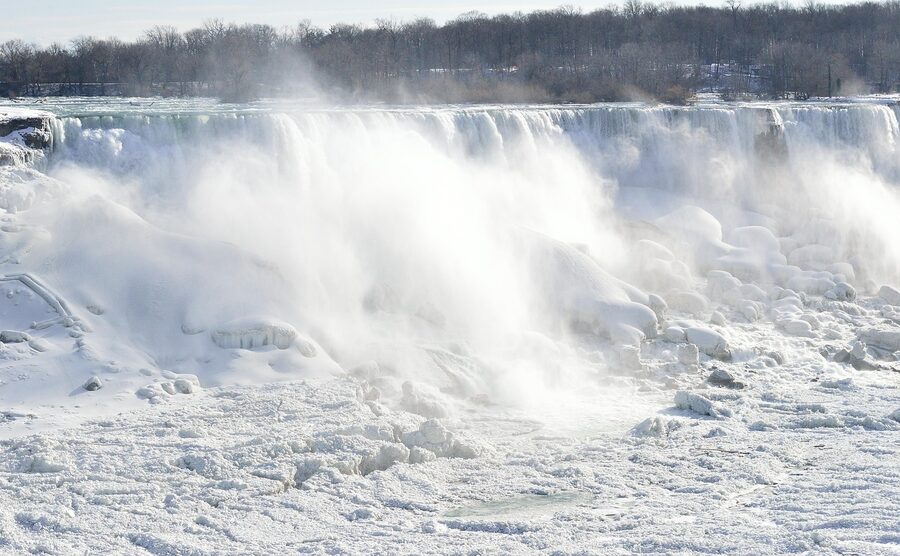 Ice formations on American Falls in winter Niagara