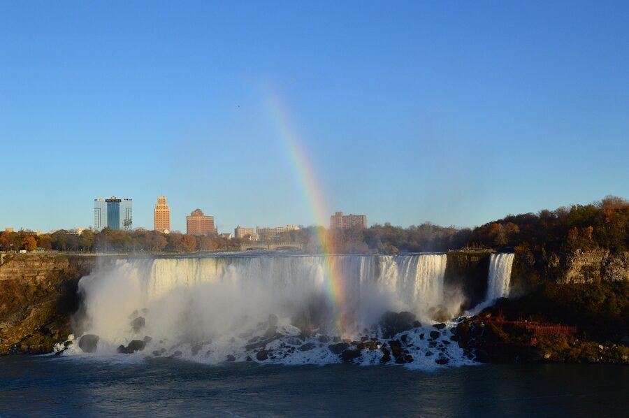Rainbow arching over the American Falls at Niagara