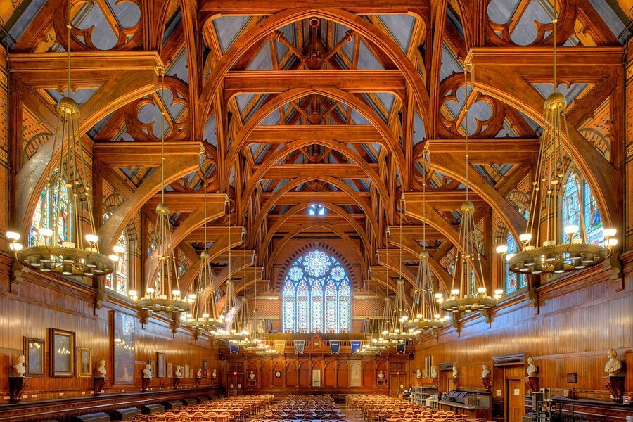 Annenberg Hall freshman dining hall inside Memorial Hall Harvard