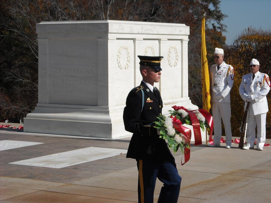 Tomb guard during wreath laying ceremony Arlington