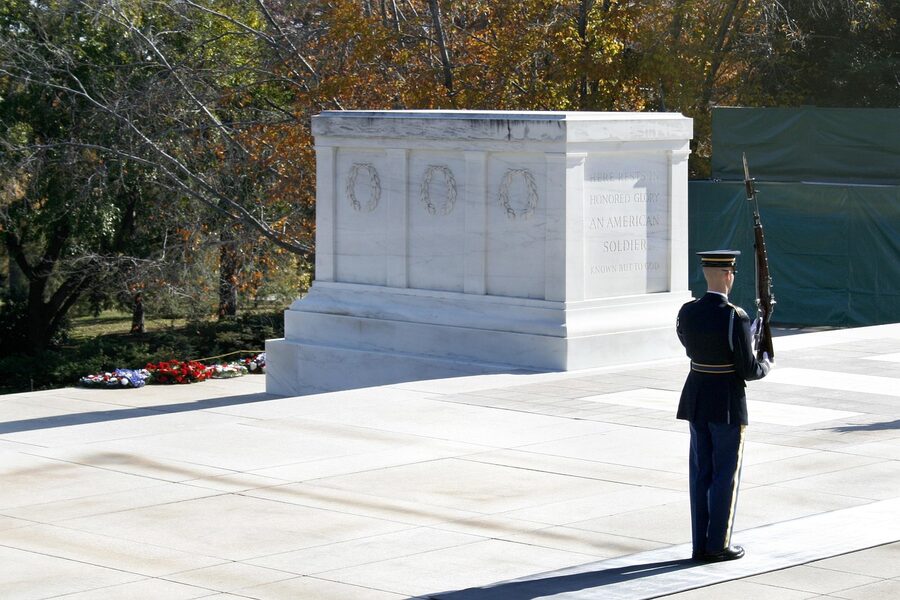 Marble Tomb of the Unknown Soldier Arlington close up