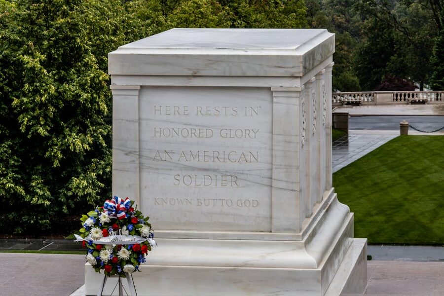Tomb of the Unknown Soldier marble close up Arlington