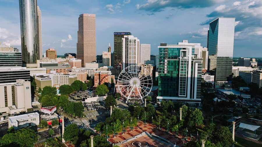 Downtown Atlanta skyline with SkyView Ferris wheel