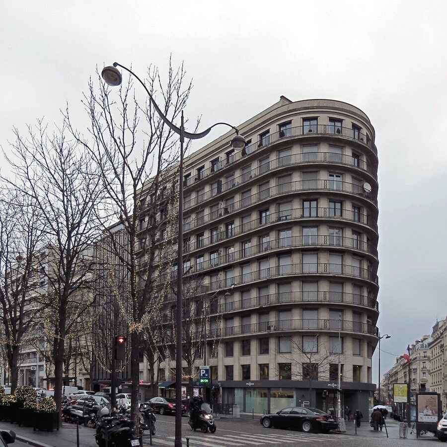 Avenue George V Paris street view in summer