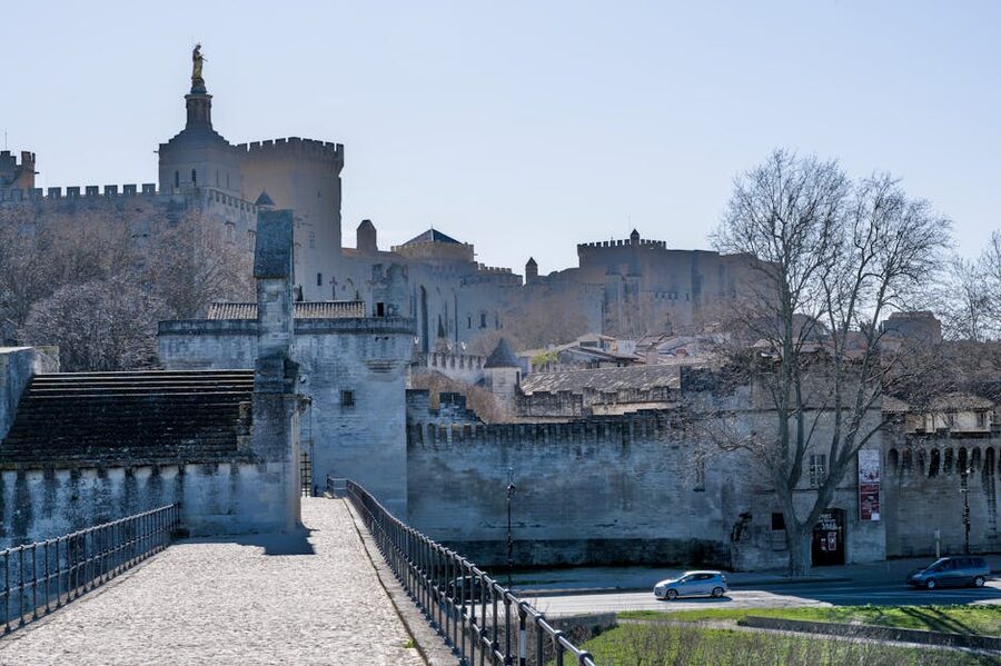 Avignon panorama with Pont Saint-Benezet and Palais des Papes