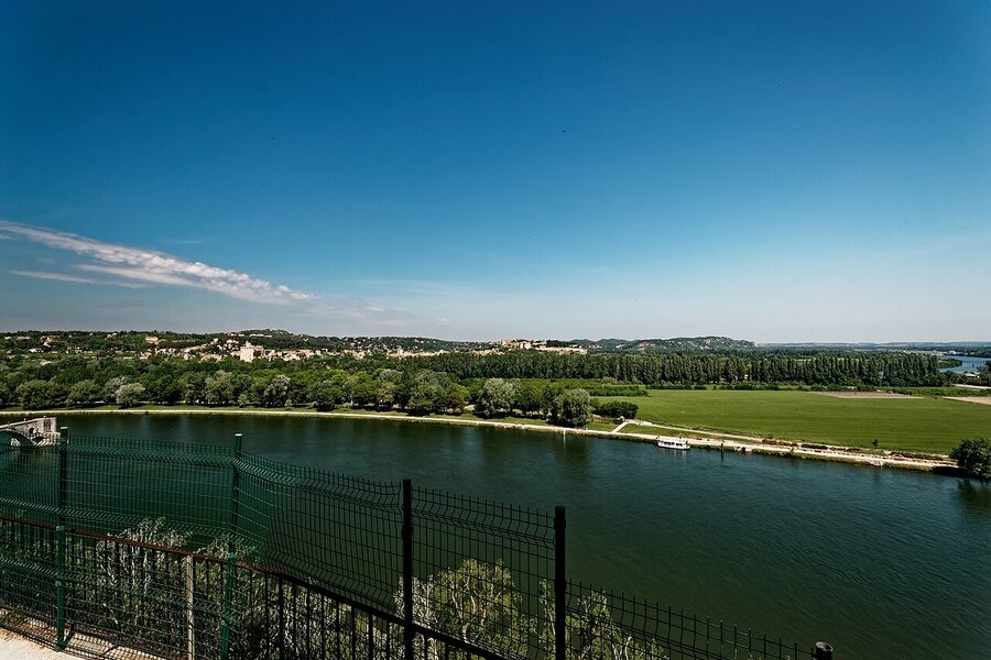 View of the Rhone from Rocher des Doms in Avignon