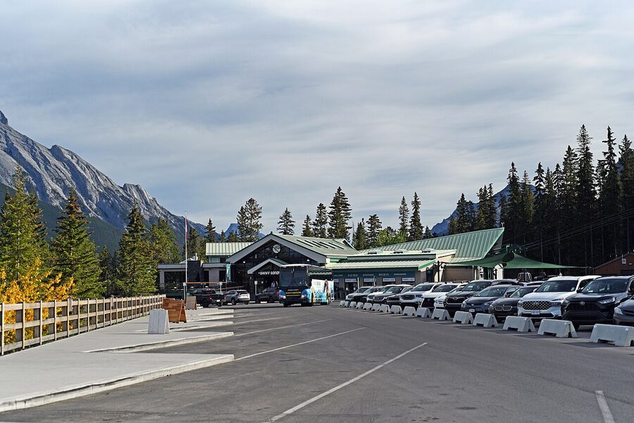 Banff Gondola parking lot at the base of Sulphur Mountain