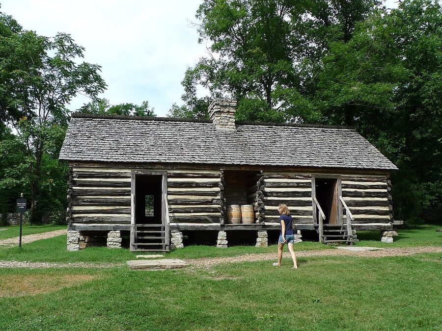 Reconstructed slave quarters at Belle Meade