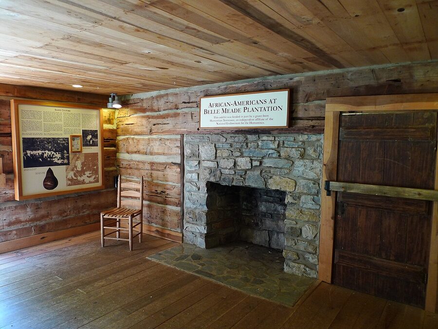Interior of reconstructed slave quarters Belle Meade