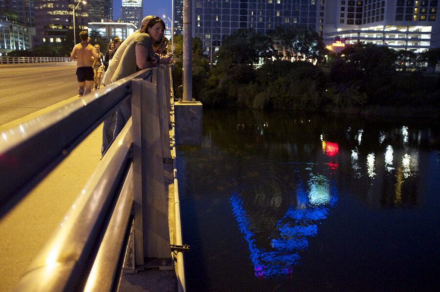 Congress Avenue bats in flight Austin