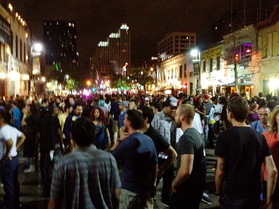 Sixth Street crowd during SXSW Austin
