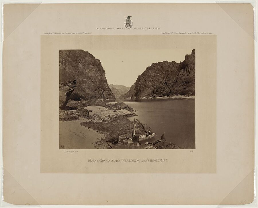 Black Canyon on the Colorado River photographed by Timothy O Sullivan in 1871 during the Wheeler Survey