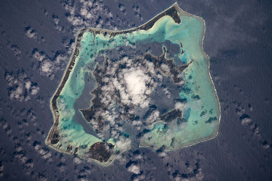 Bora Bora island viewed from the International Space Station