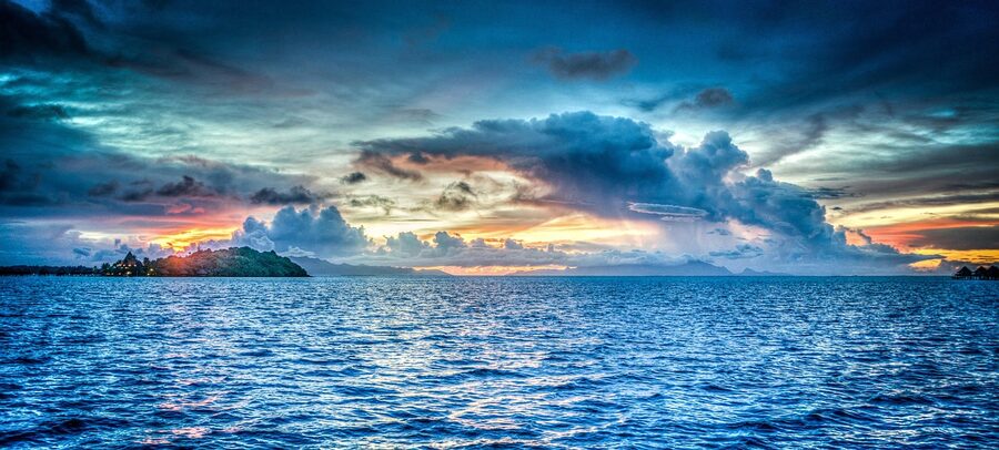 Bora Bora sunset over the lagoon