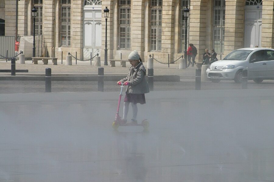 Bordeaux Place de la Bourse with miroir d'eau water mirror reflection