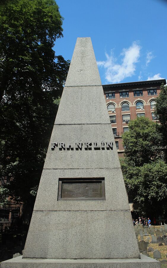Benjamin Franklin family obelisk at Granary Burying Ground, Boston
