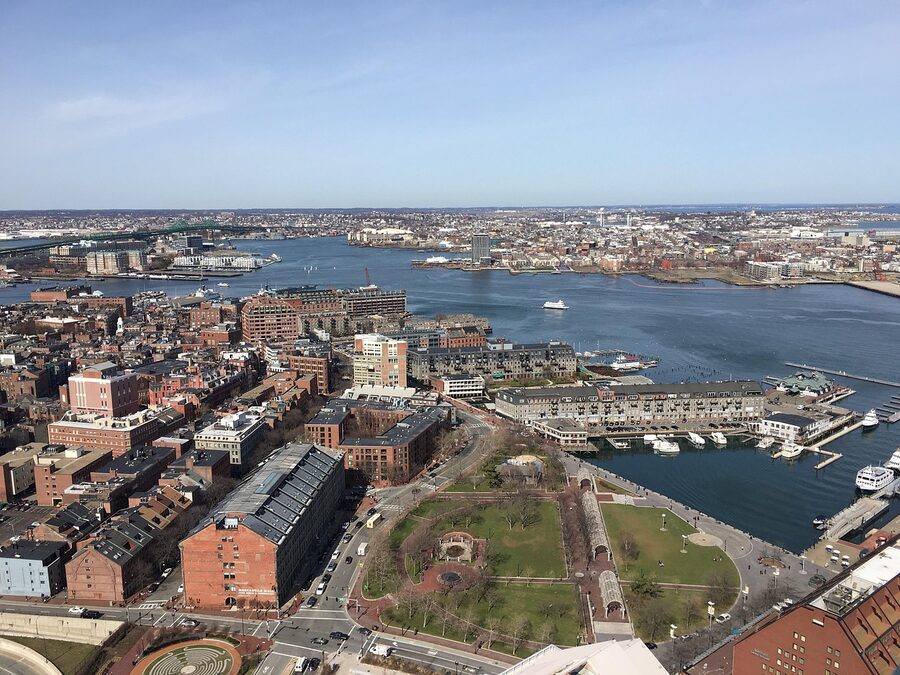 North End of Boston with the harbor in the background