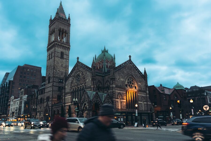 Old South Church in Boston at twilight