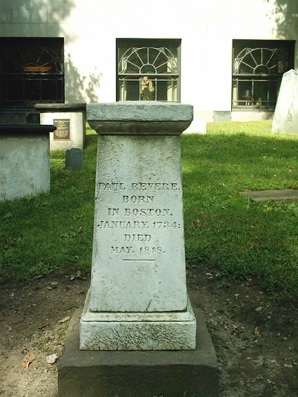 Paul Revere's tombstone at the Granary Burying Ground in Boston