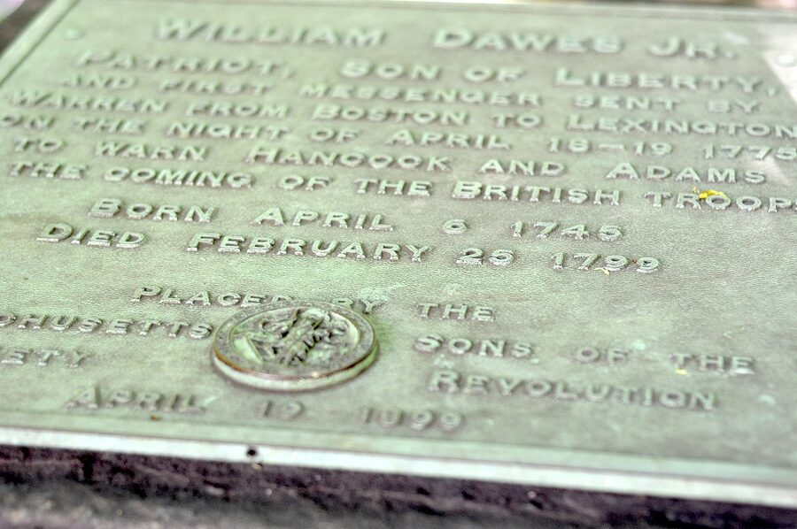 Grave marker of William Dawes, Paul Revere's companion on the Midnight Ride, in Boston