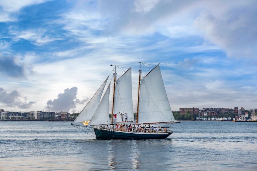 Classic schooner sailing in Boston Harbor