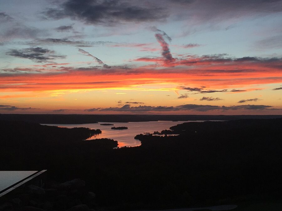 Sunset over a lake near Branson, Missouri