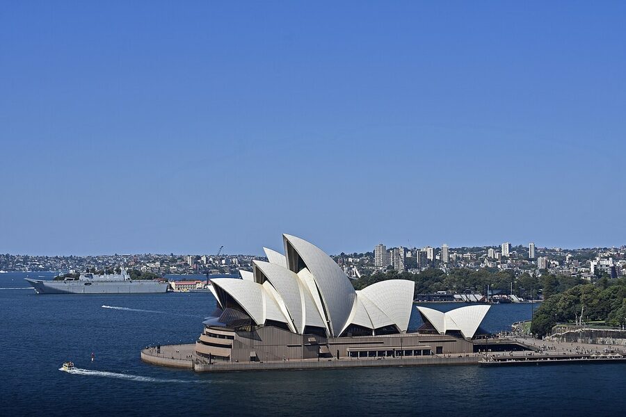 Sydney Opera House and Circular Quay seen from the Sydney Harbour Bridge Pylon Lookout