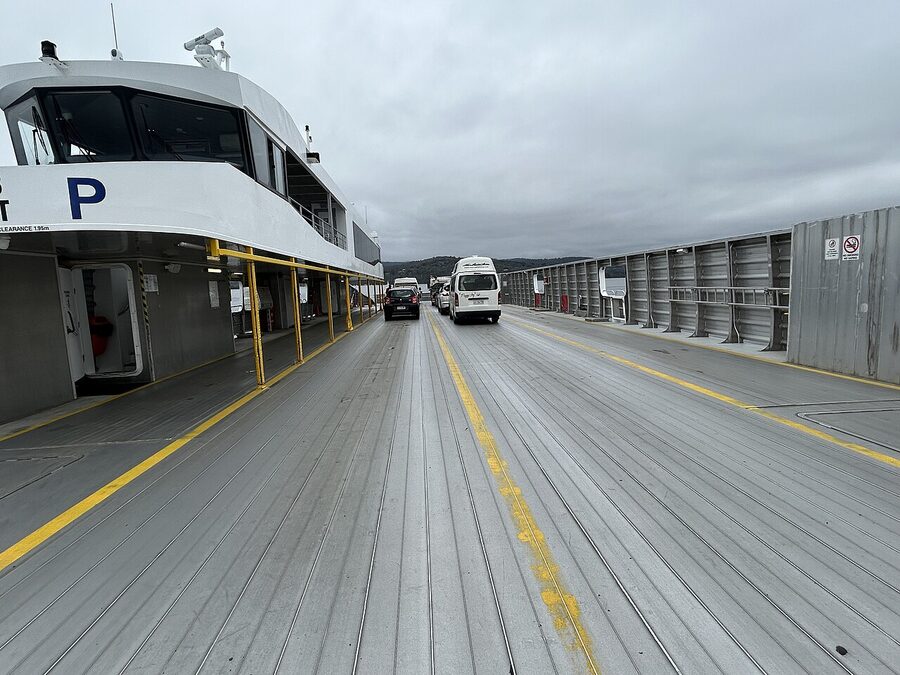 Vehicles aboard the Bruny Island ferry at Kettering Tasmania