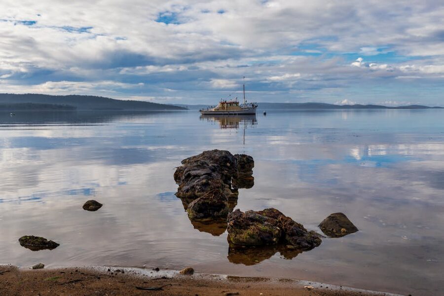 Ferry at Woodbridge Bay near Bruny Island Tasmania