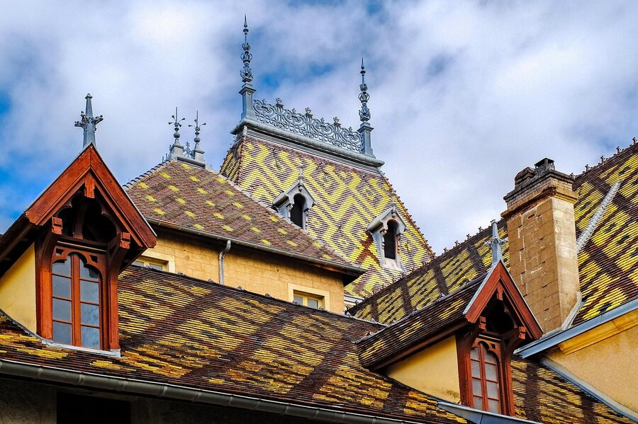 Aloxe-Corton varnished tile roof Cote de Beaune Burgundy