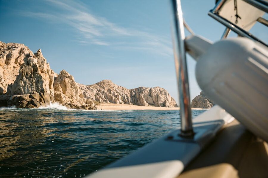 Cabo San Lucas coastline viewed from sailing yacht deck