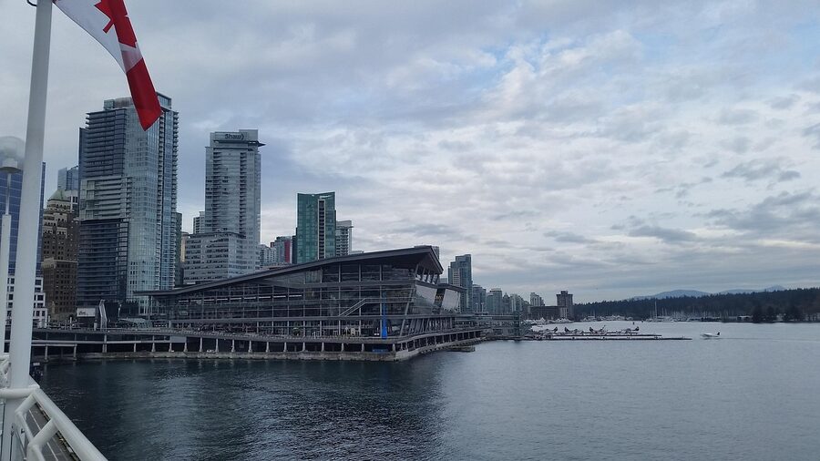 Canada Place in downtown Vancouver, Capilano shuttle pickup point
