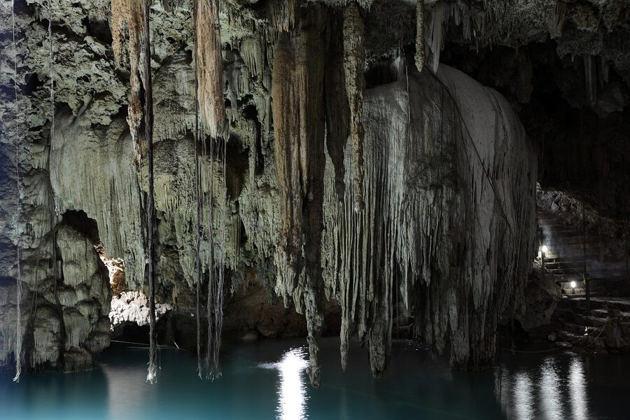 Cenote cave grotto Yucatan stalactites