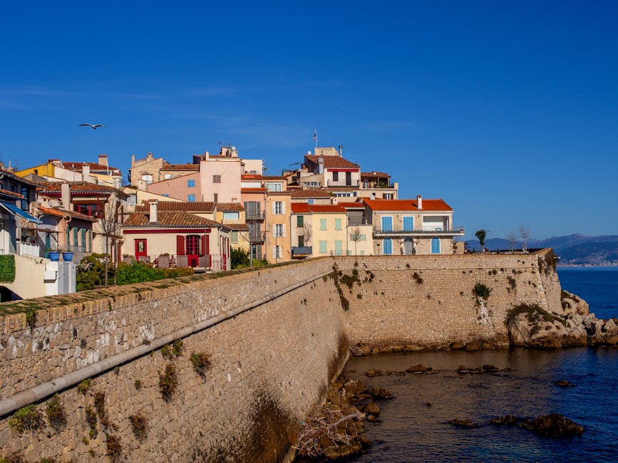 Colorful coastal buildings in Antibes