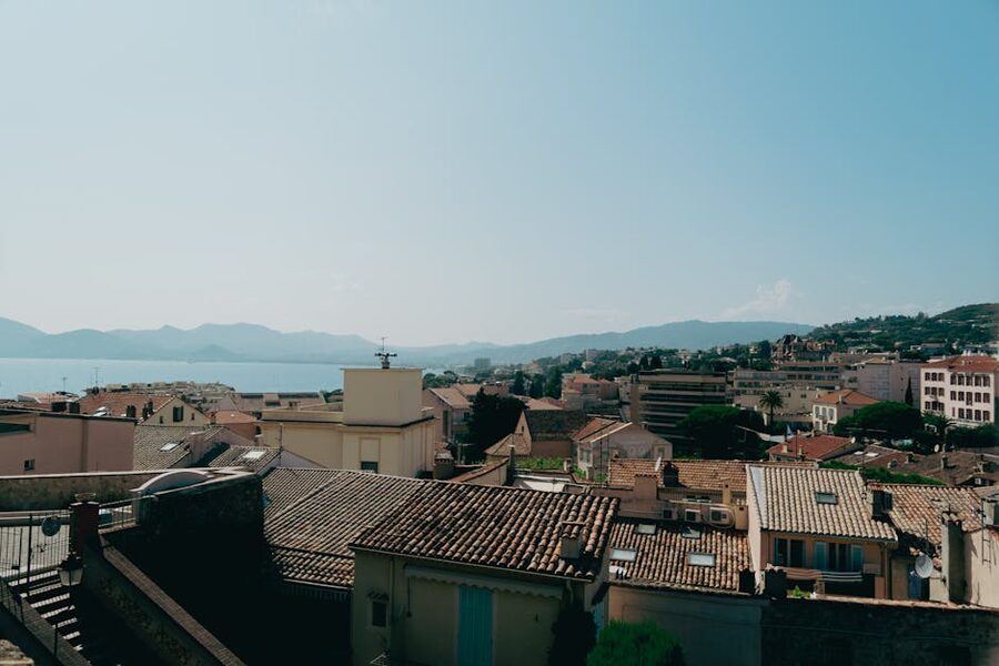 Cannes rooftops with the Mediterranean Sea