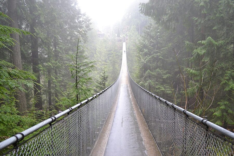 Approaching the far end of the Capilano Suspension Bridge